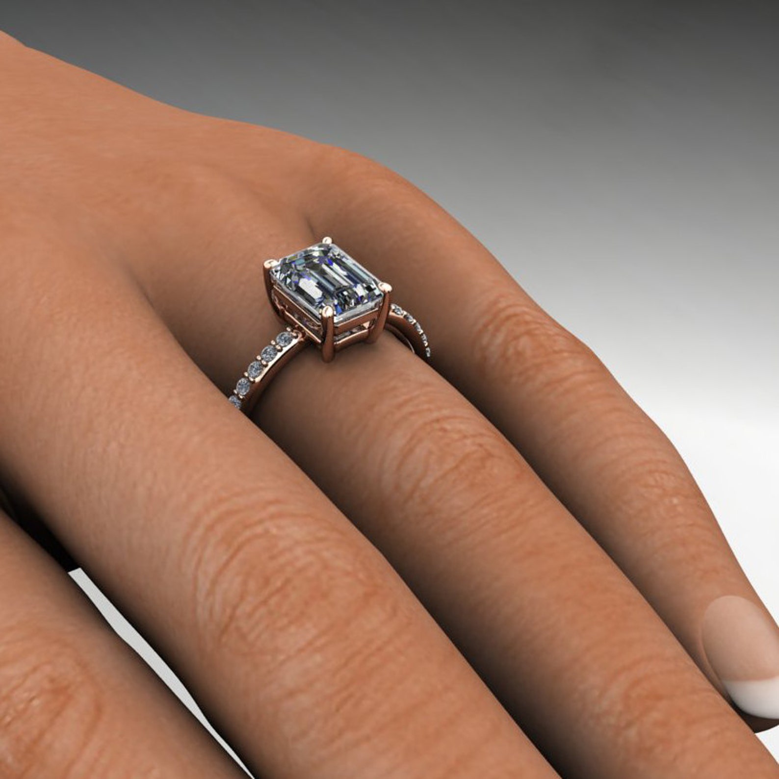 Eliza Ring 1.75 Carat Emerald Cut NEO Moissanite Engagement - Etsy