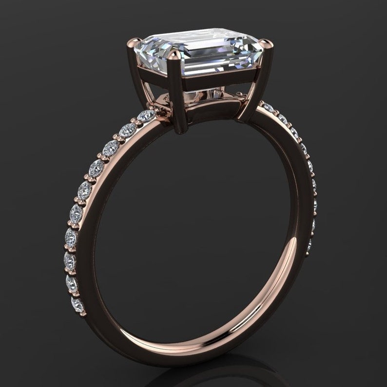 Eliza Ring 1.75 Carat Emerald Cut NEO Moissanite Engagement - Etsy