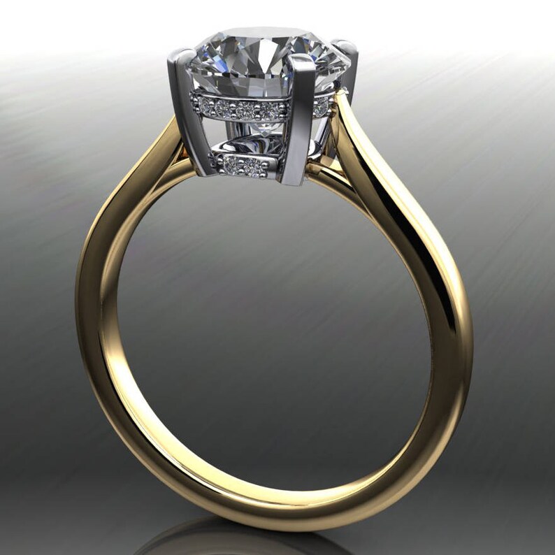 Kaia Ring - 1.9 Carat Round NEO Moissanite Engagement Ring, Two Tone ...