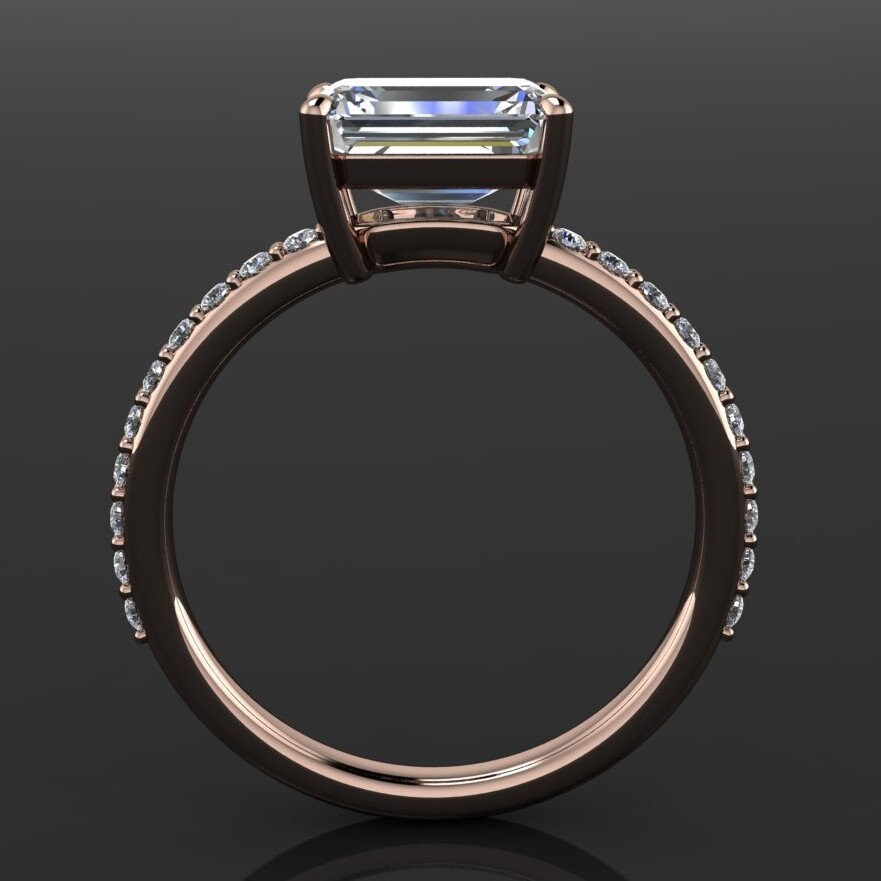 Eliza ring 1.75 carat emerald cut NEO moissanite engagement | Etsy
