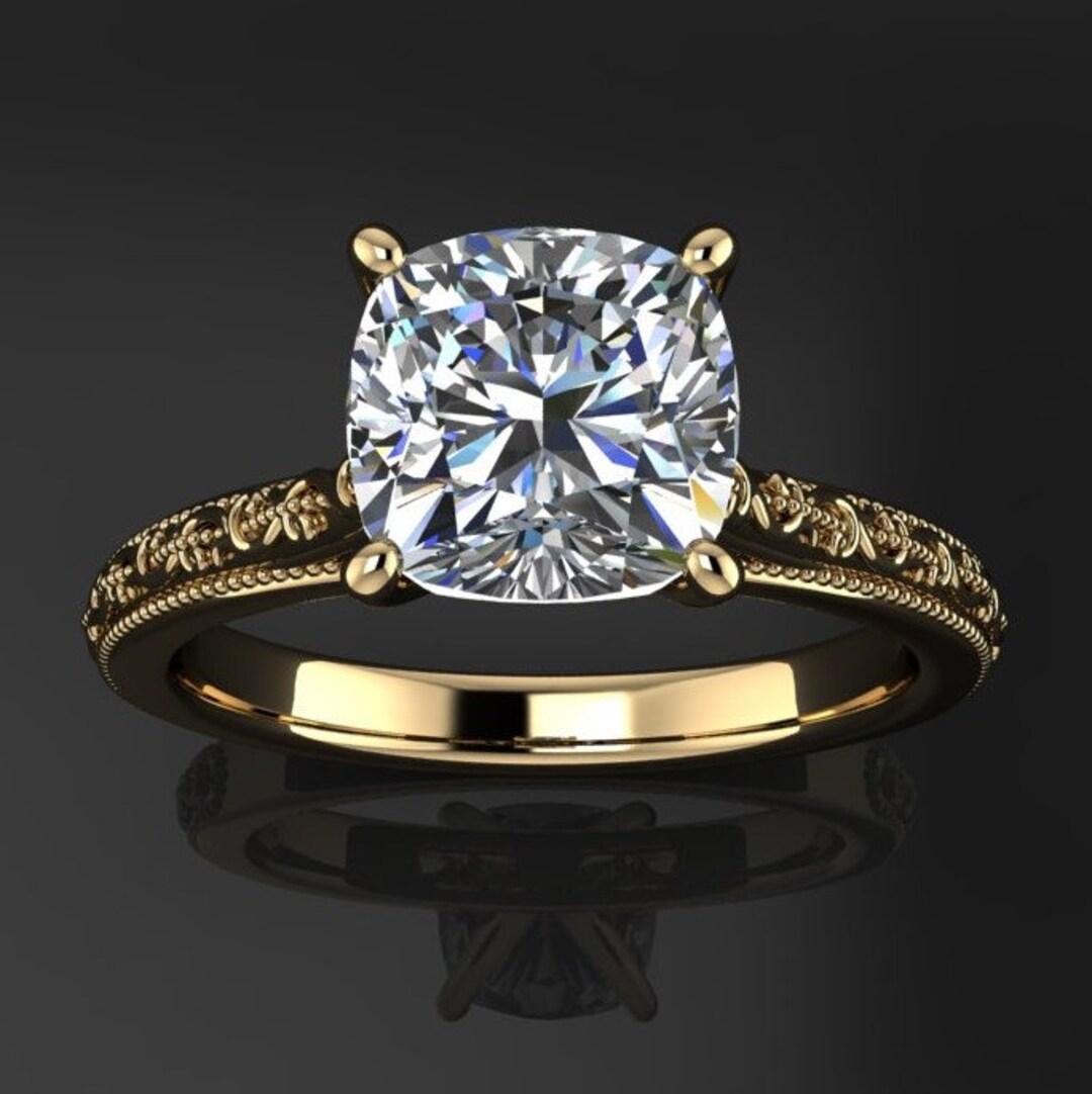 2 Carat Cushion Cut ZAYA Moissanite Engagement Ring - Perla Ring - - Etsy