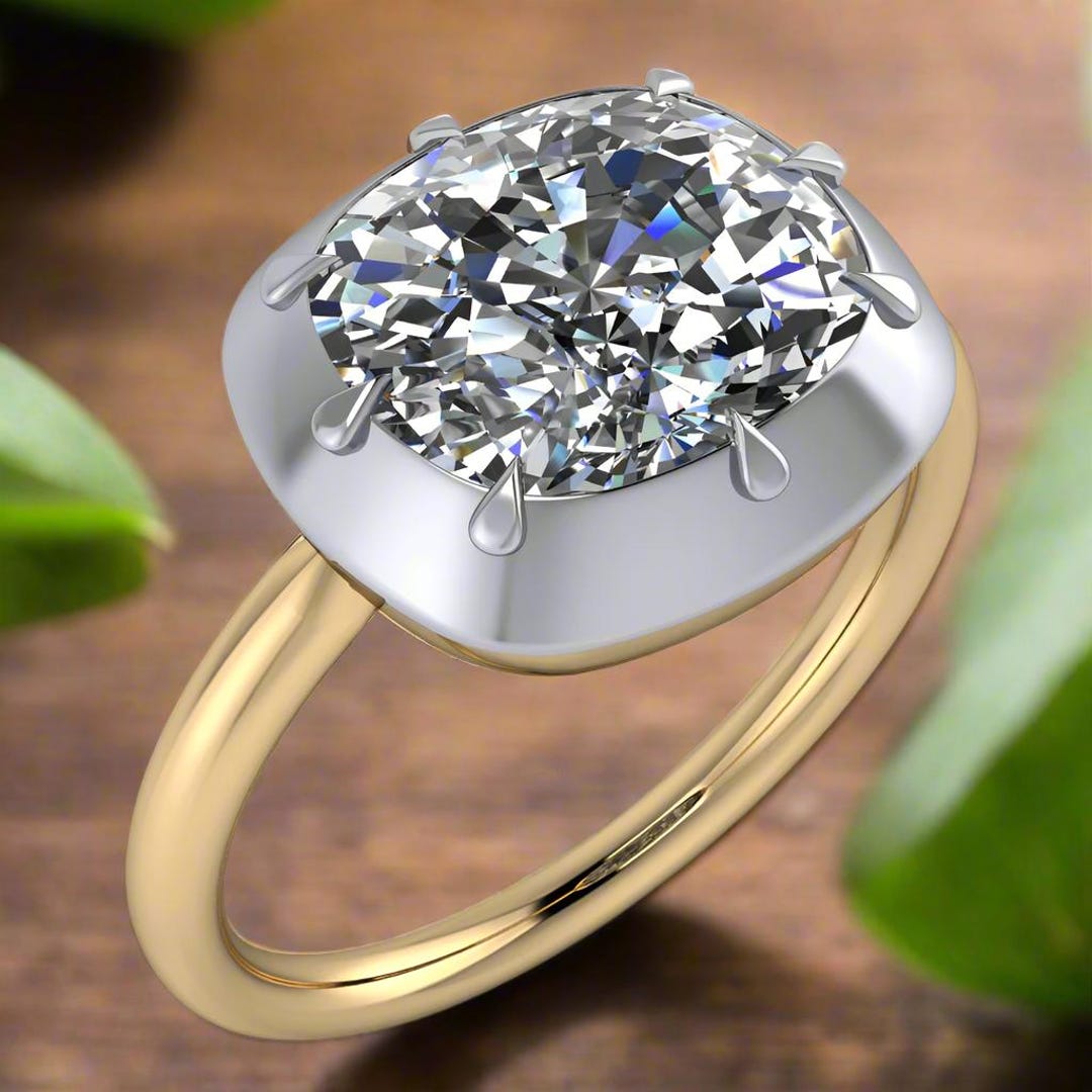 Zendaya Ring – East West Cushion Cut Moissanite Ring, 3 Carat Cushion ...