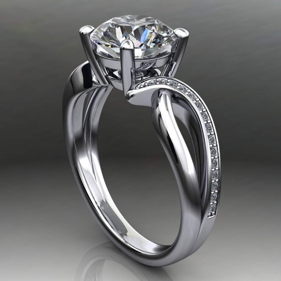 Round Moissanite Engagement Ring, Infinity Band, Yasmin Style - Etsy