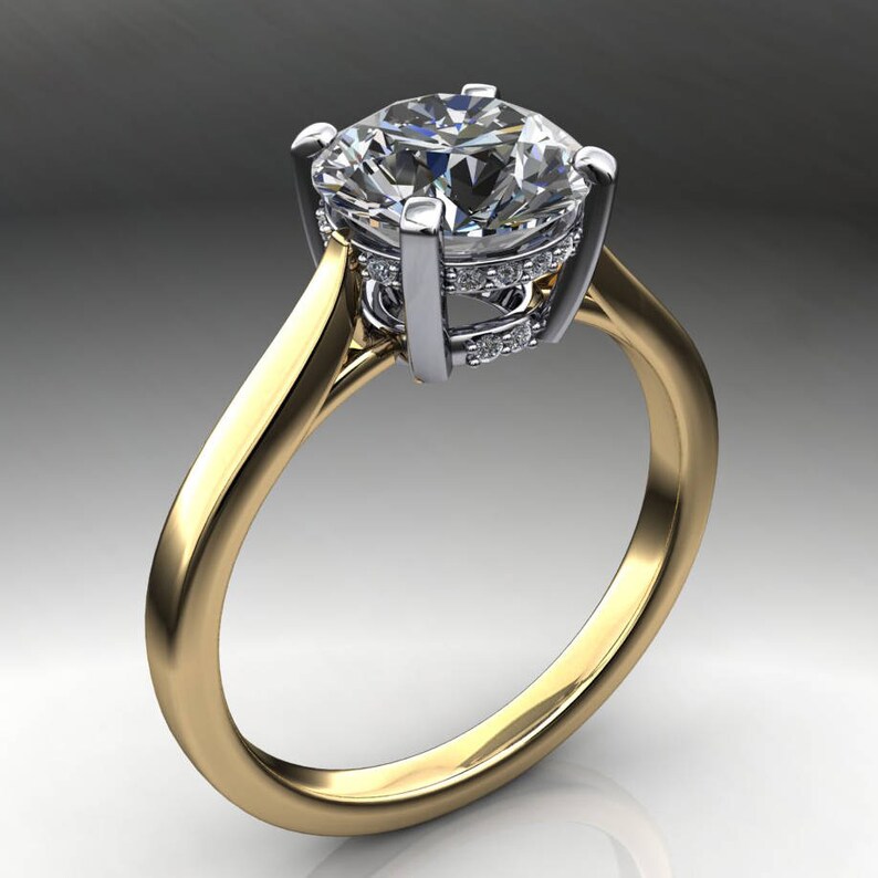 Kaia Ring - 1.9 Carat Round NEO Moissanite Engagement Ring, Two Tone ...