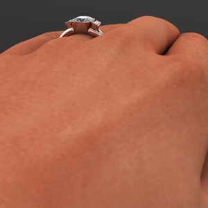 Azul Ring - Elongated Cushion Cut Moissanite Engagement Ring, 3 Stone ...