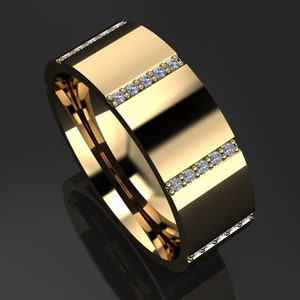 Custom Axel Ring - Men's Gold and Diamond Wedding Band - Etsy