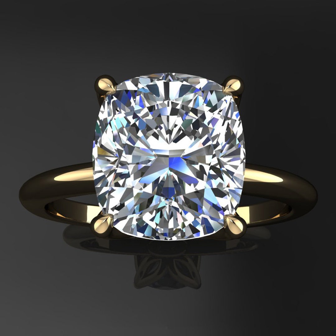 Natalie Ring - 3 Carat Cushion Cut Moissanite Engagement Ring, Petal ...