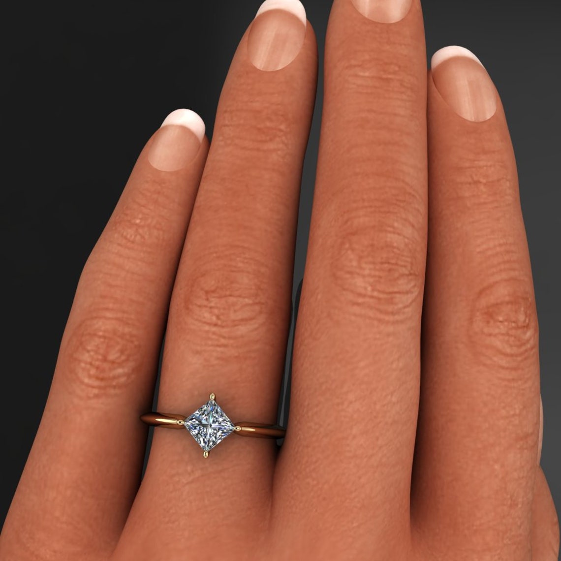 Princess Cut Moissanite Engagement Ring Arden Ring Promise - Etsy