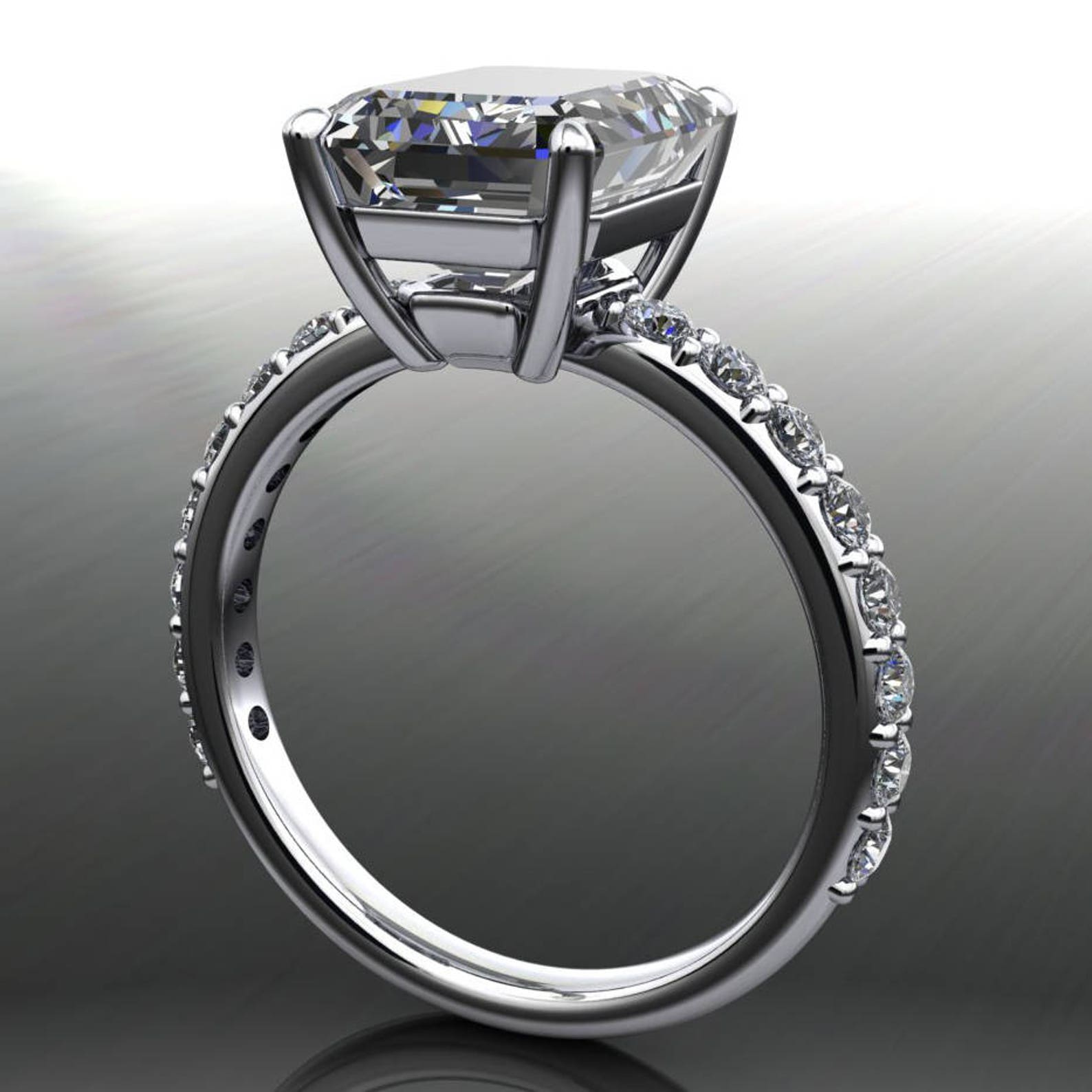 Sage Ring - 3.5 Carat Emerald Cut NEO Moissanite Engagement Ring, Near ...