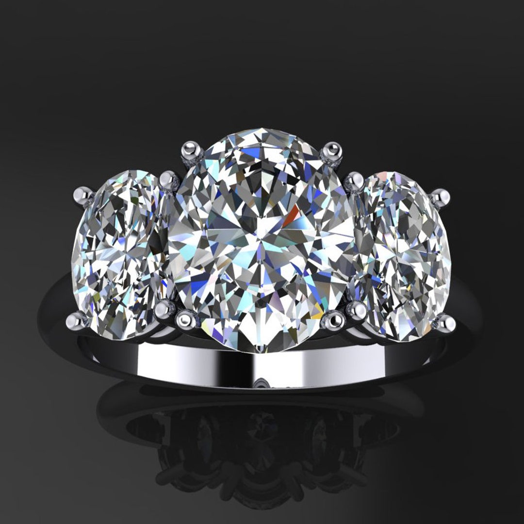 Addison Ring - 2 Carat Oval NEO Moissanite Engagement Ring, 3 Stone ...