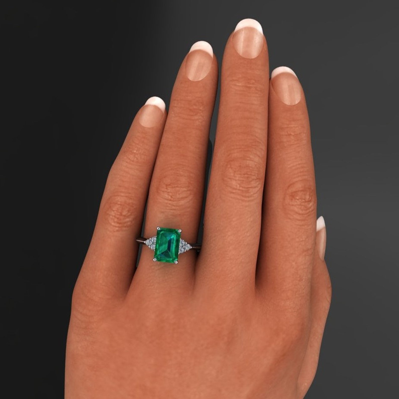 Custom Madison Ring - 3 Carat Green Emerald Cut ZAYA Moissanite ...