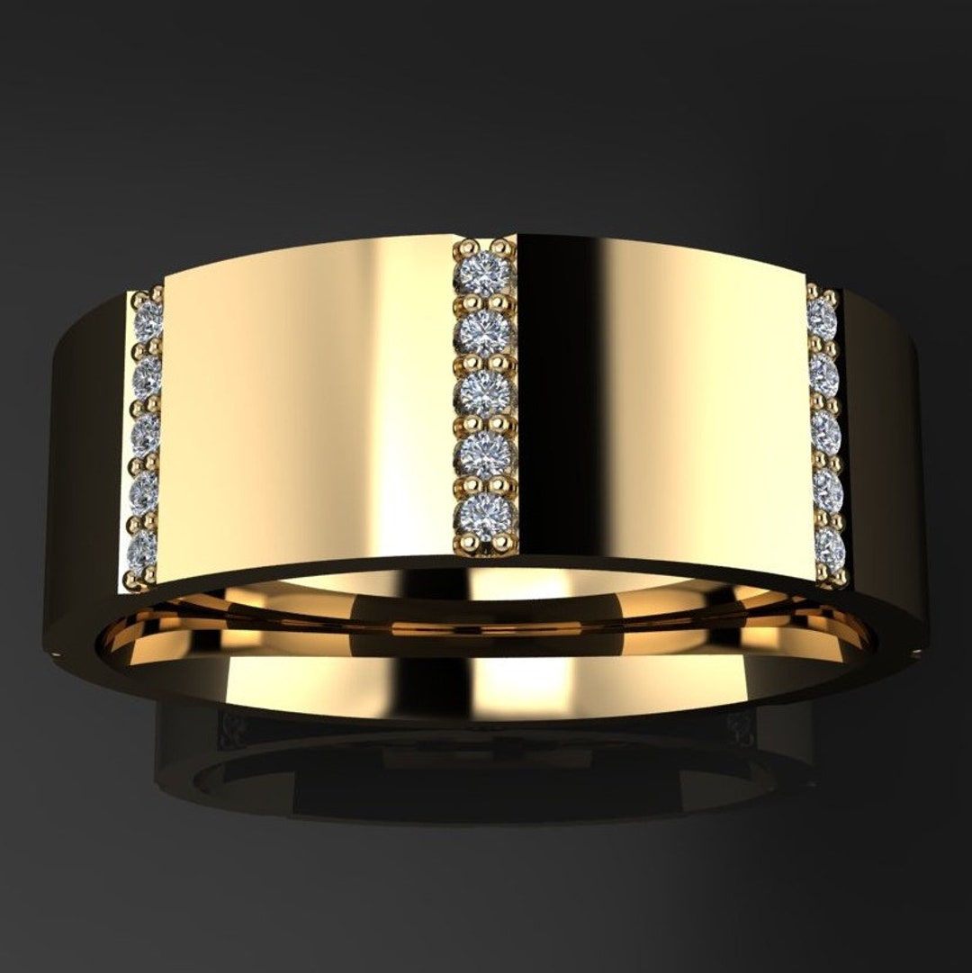 Custom Axel Ring - Men's Gold and Diamond Wedding Band - Etsy