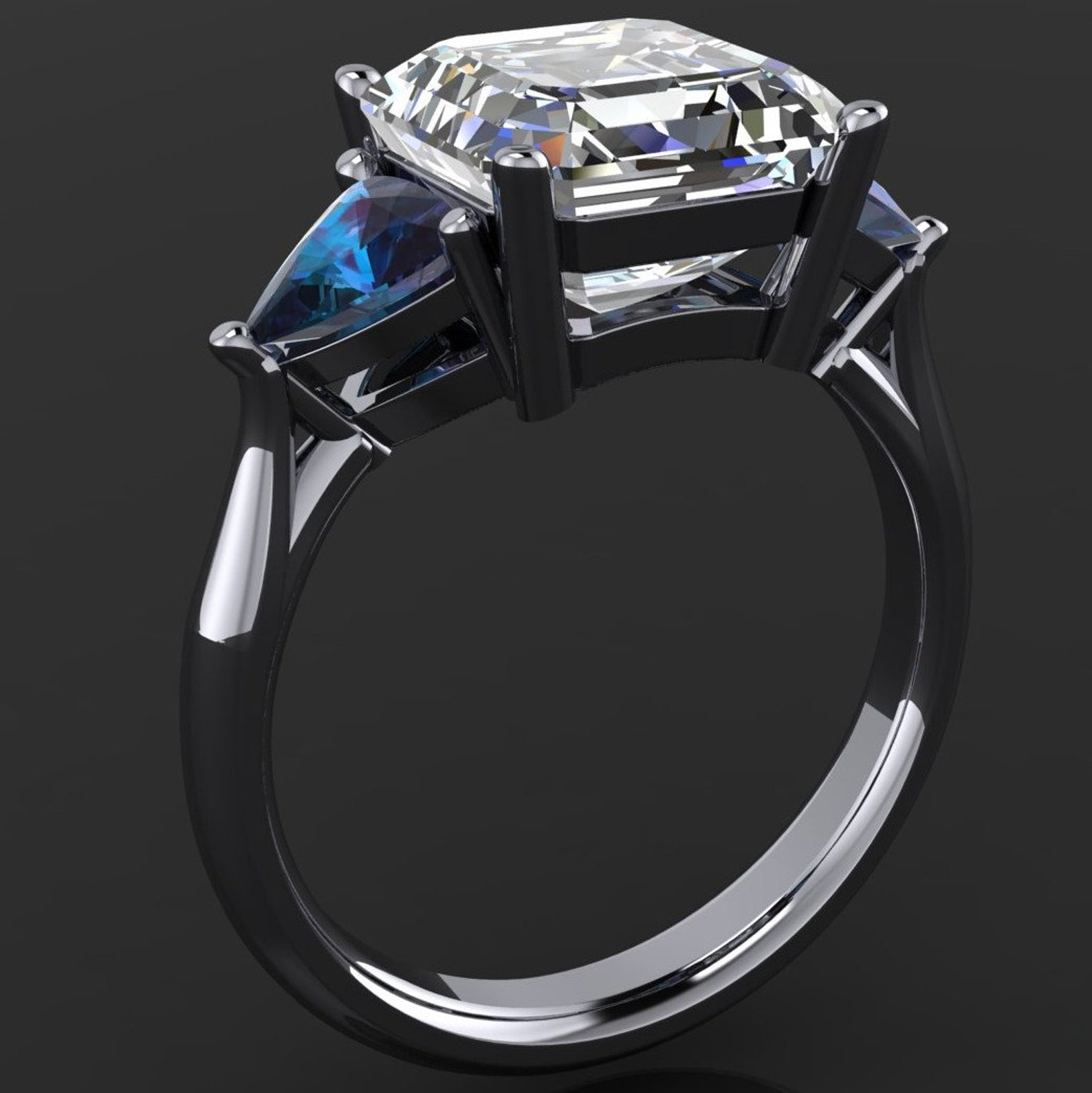 Andrea Ring 3 Carat Asscher Cut ZAYA Moissanite Three Stone - Etsy