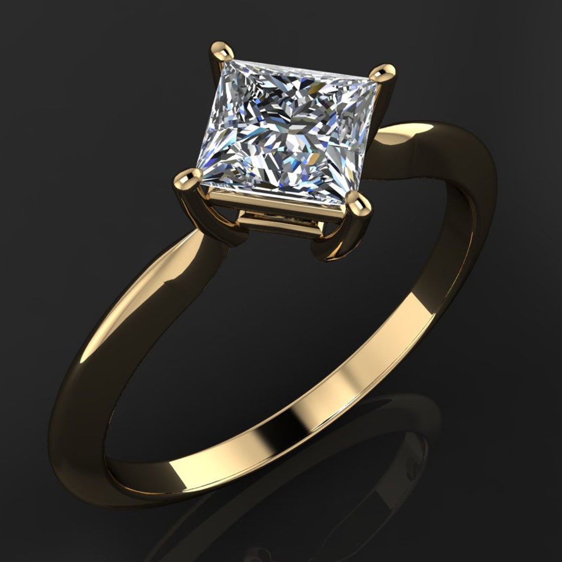 Princess Cut Moissanite Engagement Ring Arden Ring Promise - Etsy