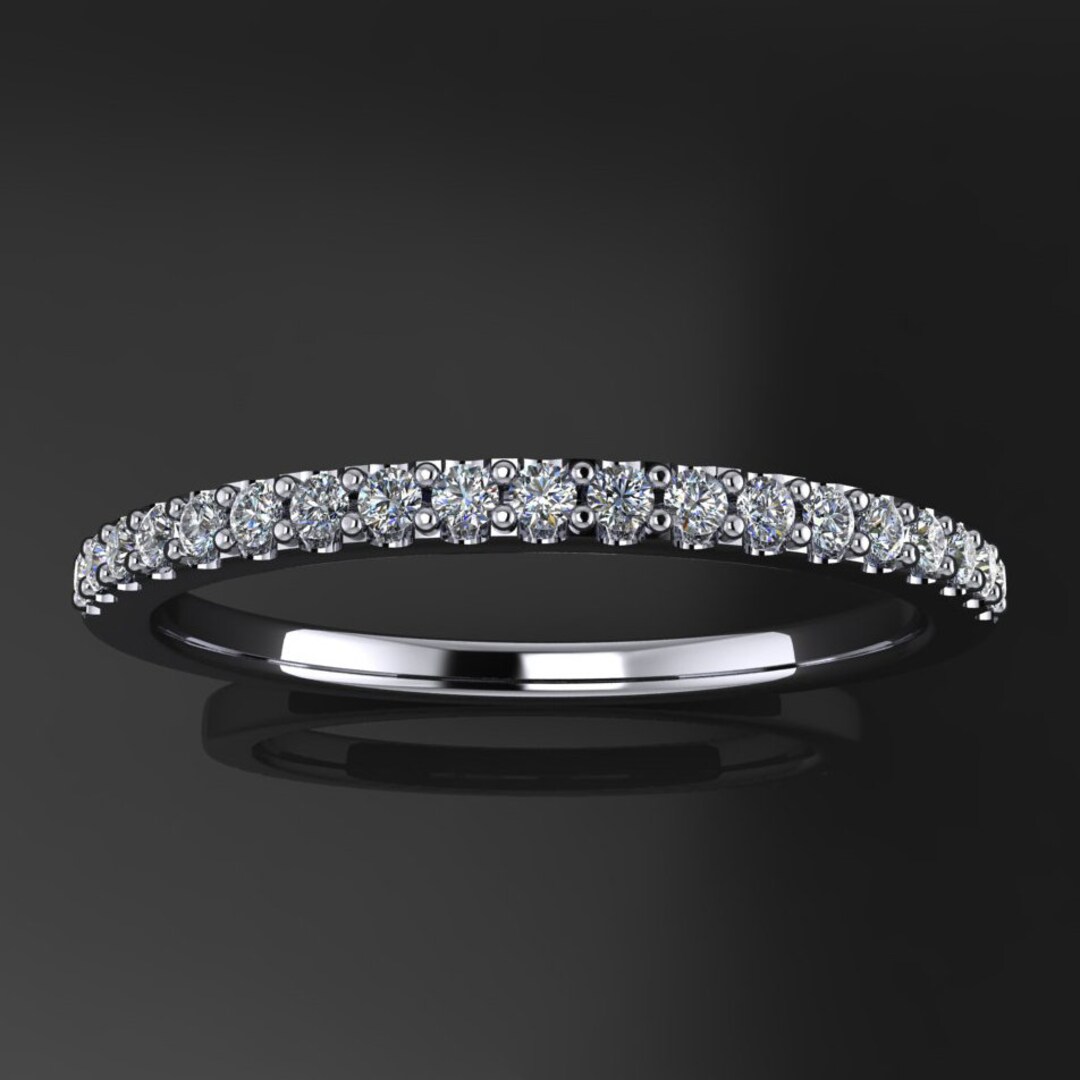 Narrow Diamond Wedding Ring - Arianna Wedding Band - Etsy