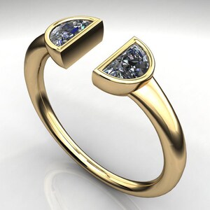 Nova Ring Half Moon NEO Moissanite Ring, 14k Yellow Gold Stacking Ring ...