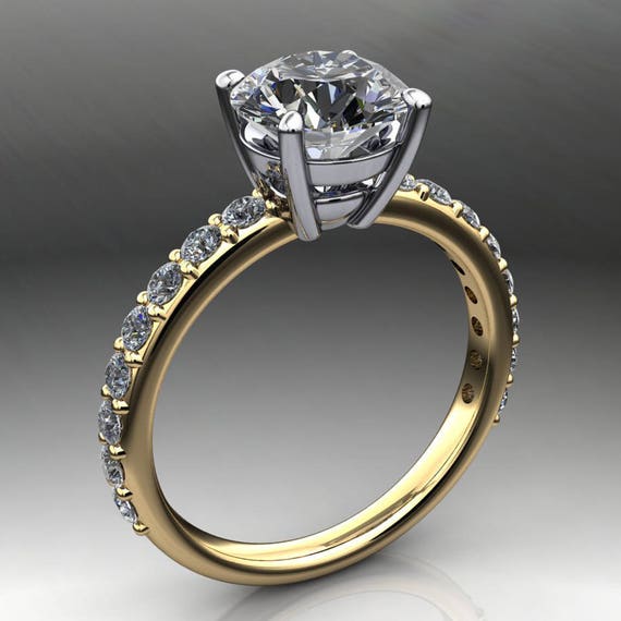 sage ring 1.5 carat diamond cut round NEO moissanite | Etsy