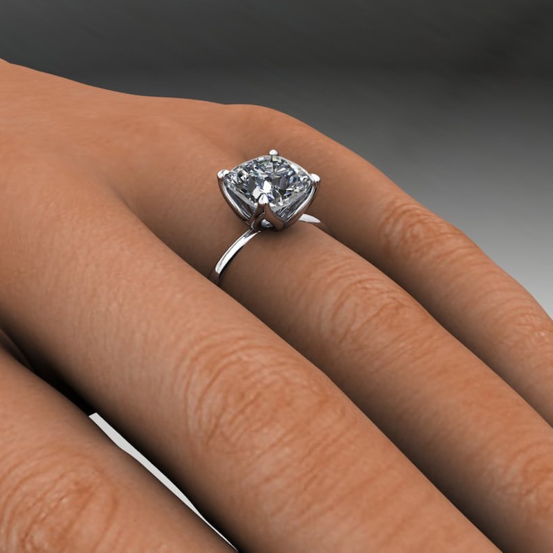 Natalie Ring 2.5 Carat Cushion Cut NEO Moissanite Engagement - Etsy