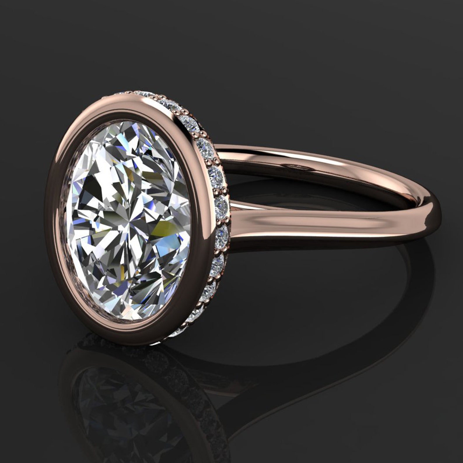 Custom Halle Ring - 2 Carat Oval NEO Moissanite Engagement Ring ...