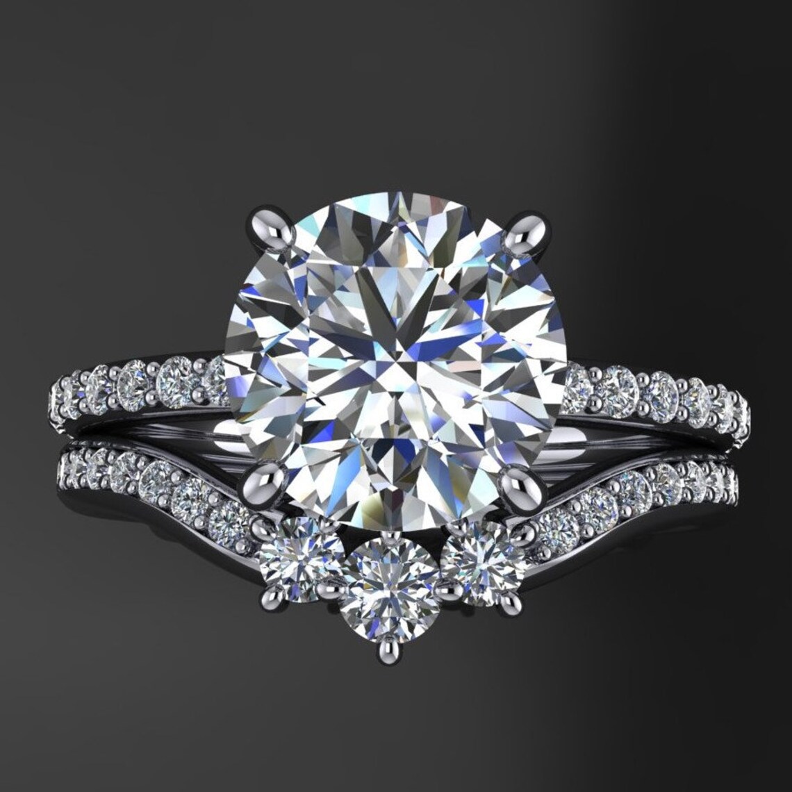 Mimi Ring - Contoured Diamond Tiara Wedding Band - Etsy