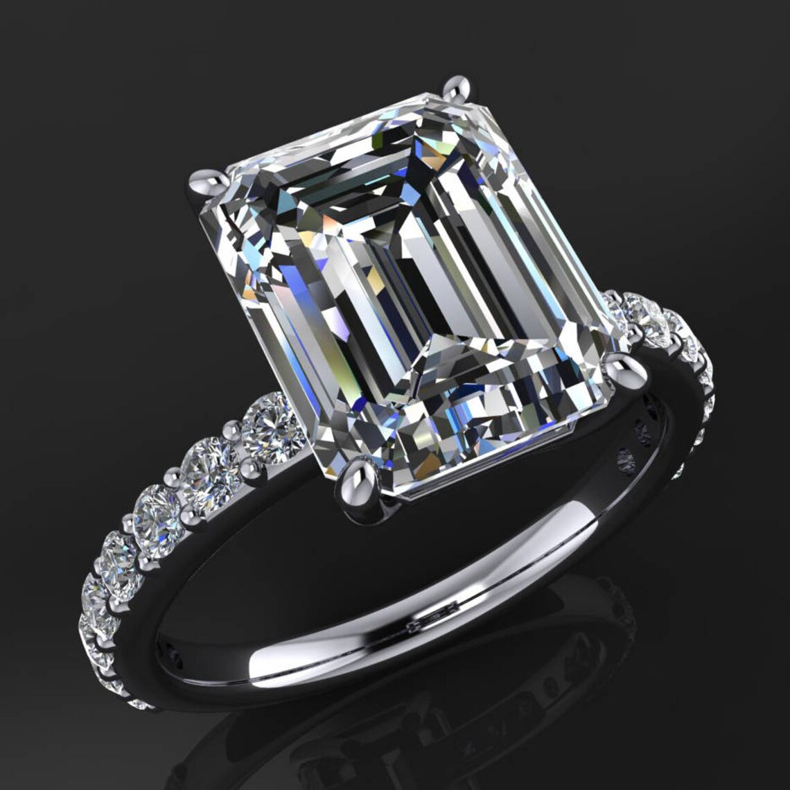 Sage Ring 4.9 Carat Emerald Cut NEO Moissanite Engagement - Etsy