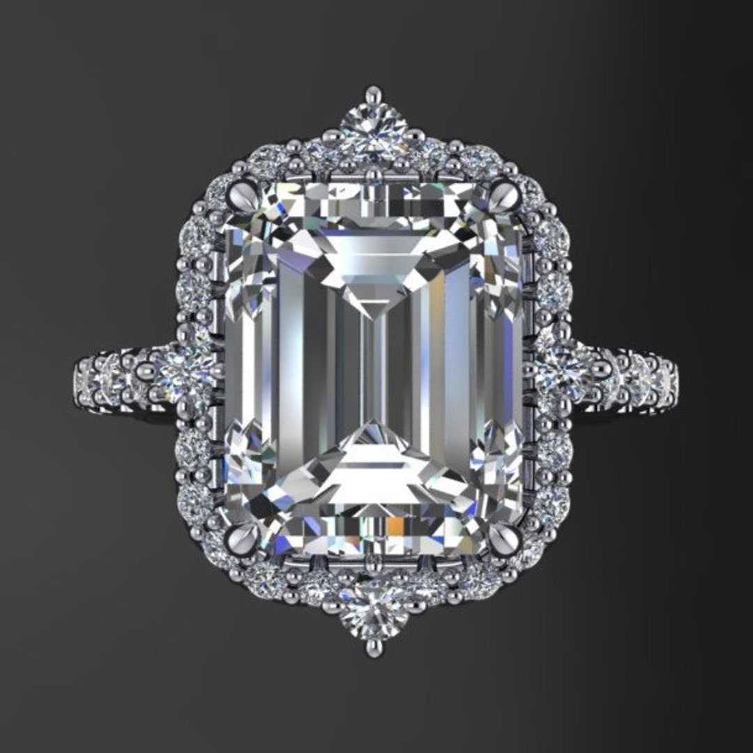 Custom Bridget Ring 3.5 Carat Moissanite Engagement Ring, Vintage ...