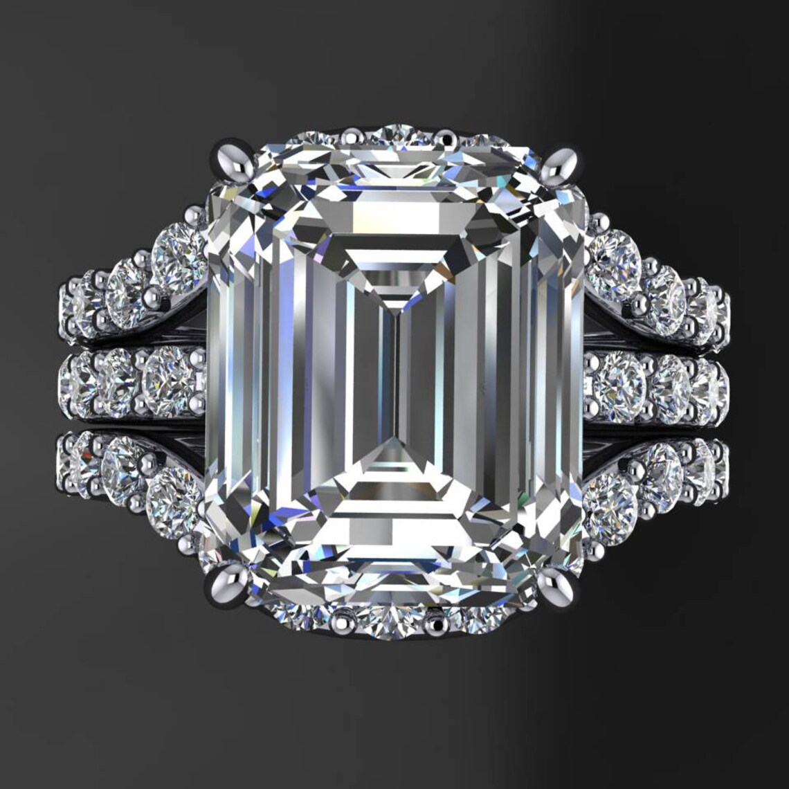Sage Ring 4.9 Carat Emerald Cut NEO Moissanite Engagement - Etsy