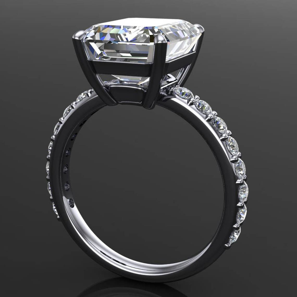 Sage Ring 4.9 Carat Emerald Cut NEO Moissanite Engagement - Etsy
