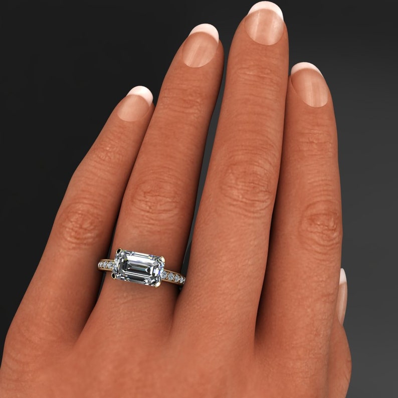 Penelope Ring – 2 Carat Crisscut Emerald Cut Moissanite Engagement Ring ...