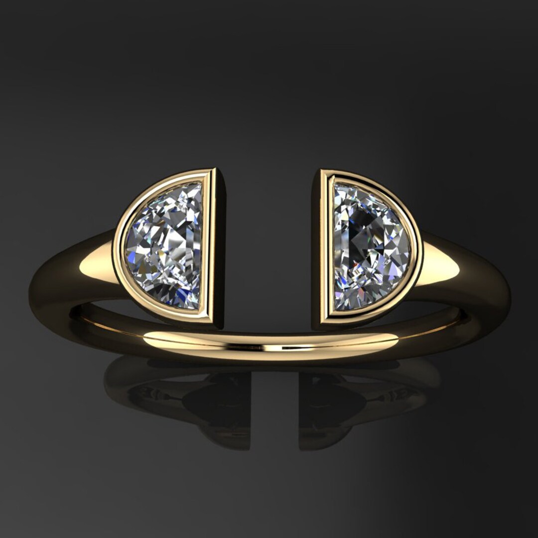 Nova Ring Half Moon NEO Moissanite Ring, 14k Yellow Gold Stacking Ring ...