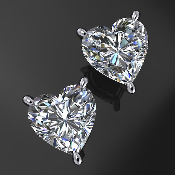 Heart Shaped Moissanite Earrings Moissanite Stud Earrings Etsy Canada