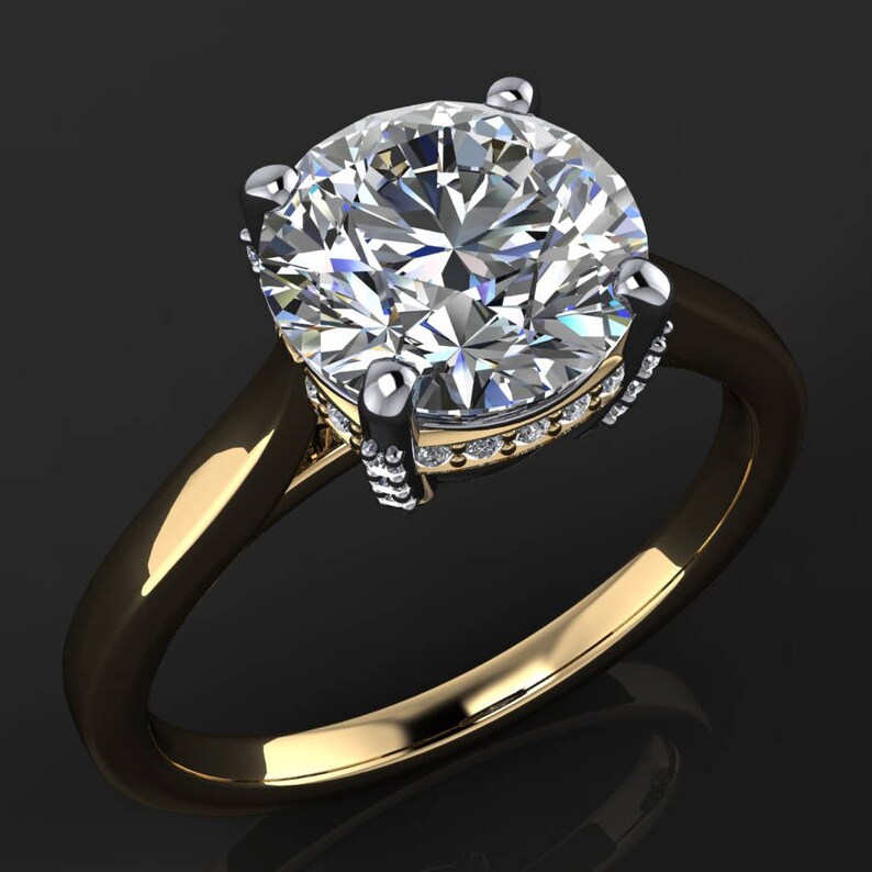 Kaia Ring - 1.9 Carat Round NEO Moissanite Engagement Ring, Two Tone ...