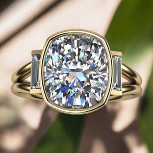 Azul Ring - 3.5 Carat Elongated Cushion Cut Moissanite Engagement Ring ...