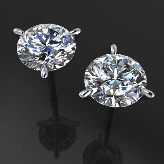 4 Carat NEO Moissanite Earrings Colorless Moissanite 14k Gold Stud Earrings Etsy