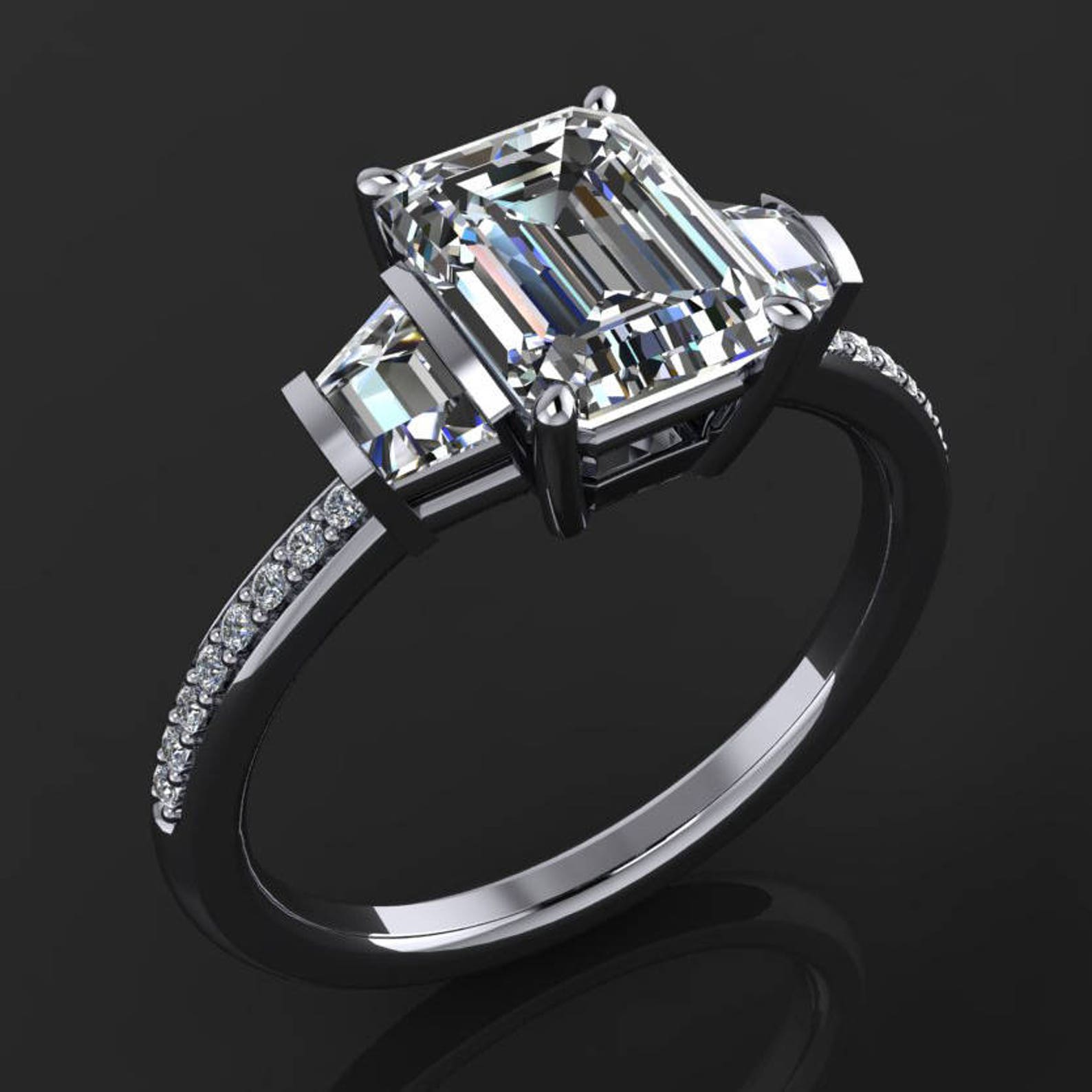 Emma Ring 1.75 Carat Emerald Cut NEO Moissanite Engagement - Etsy