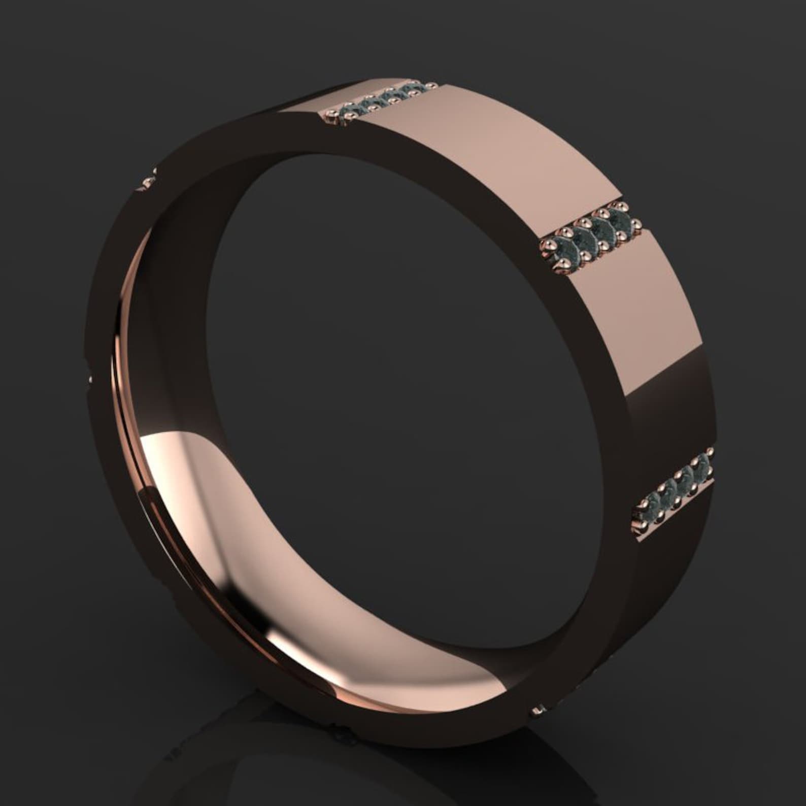 Axel Ring Men's Gold and Moissanite Wedding Band Black - Etsy