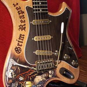 Hand Wood Burned "grim Reaper" Custom Fender Stratocaster. Original! - Etsy