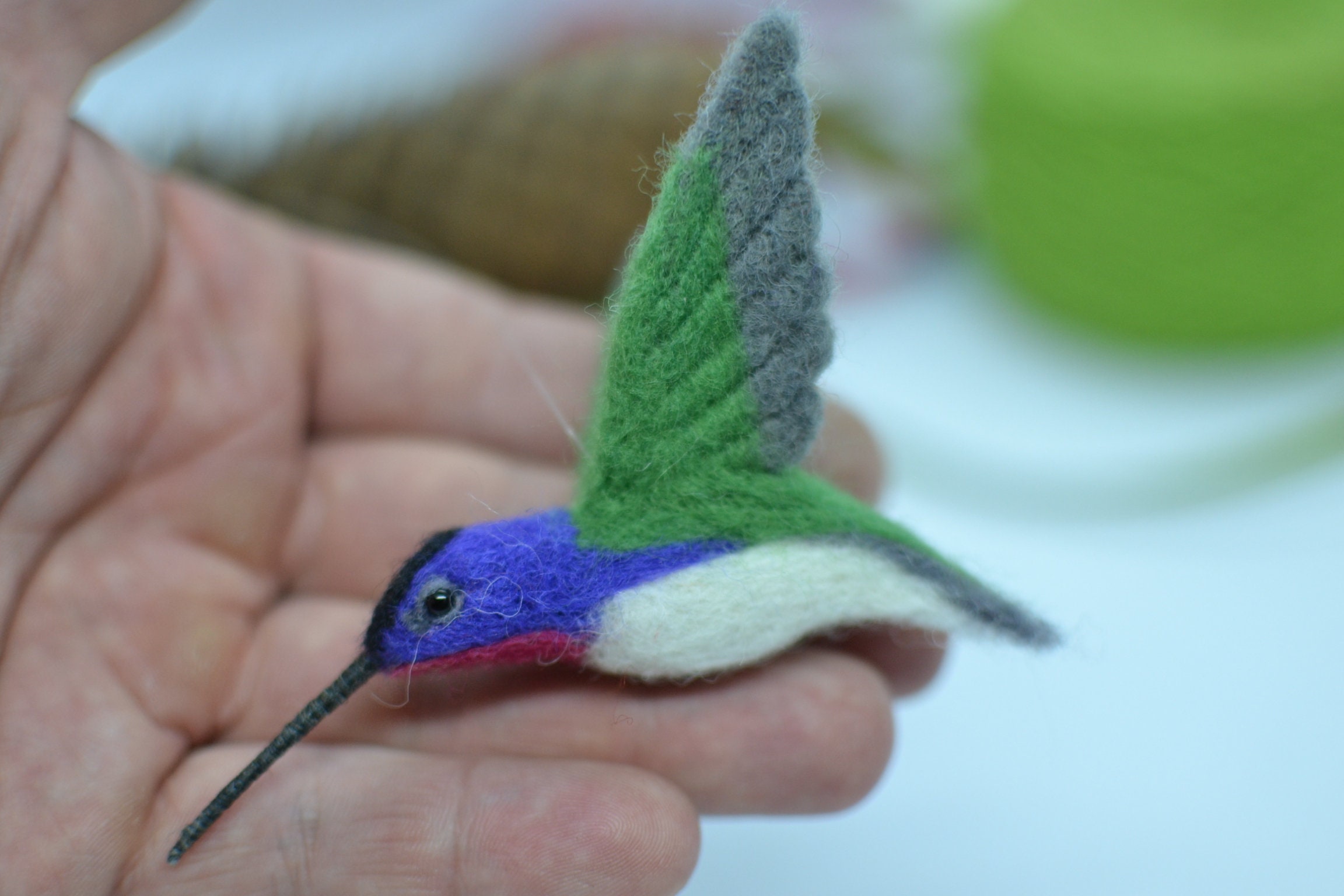 Needle Felted Hummingbird(green). Needle Felt Birds. Needle Felted Bird ...