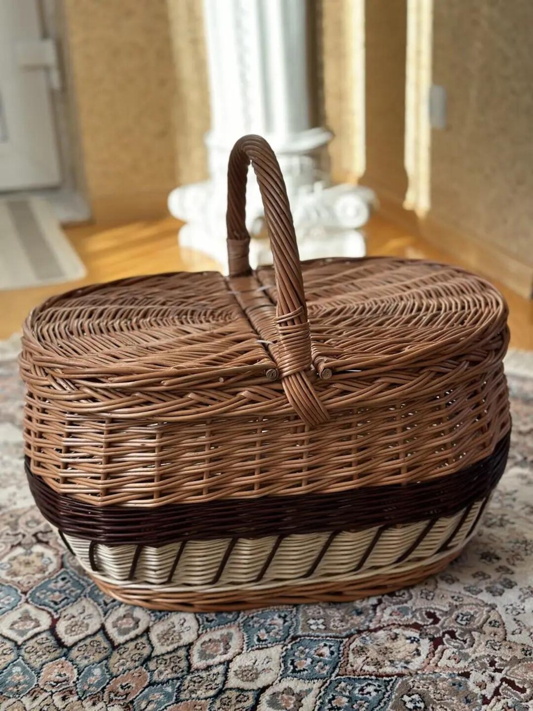 Three Color Picnic Basket, Picnic Wicker Basket, Wicker Market Shopping ...