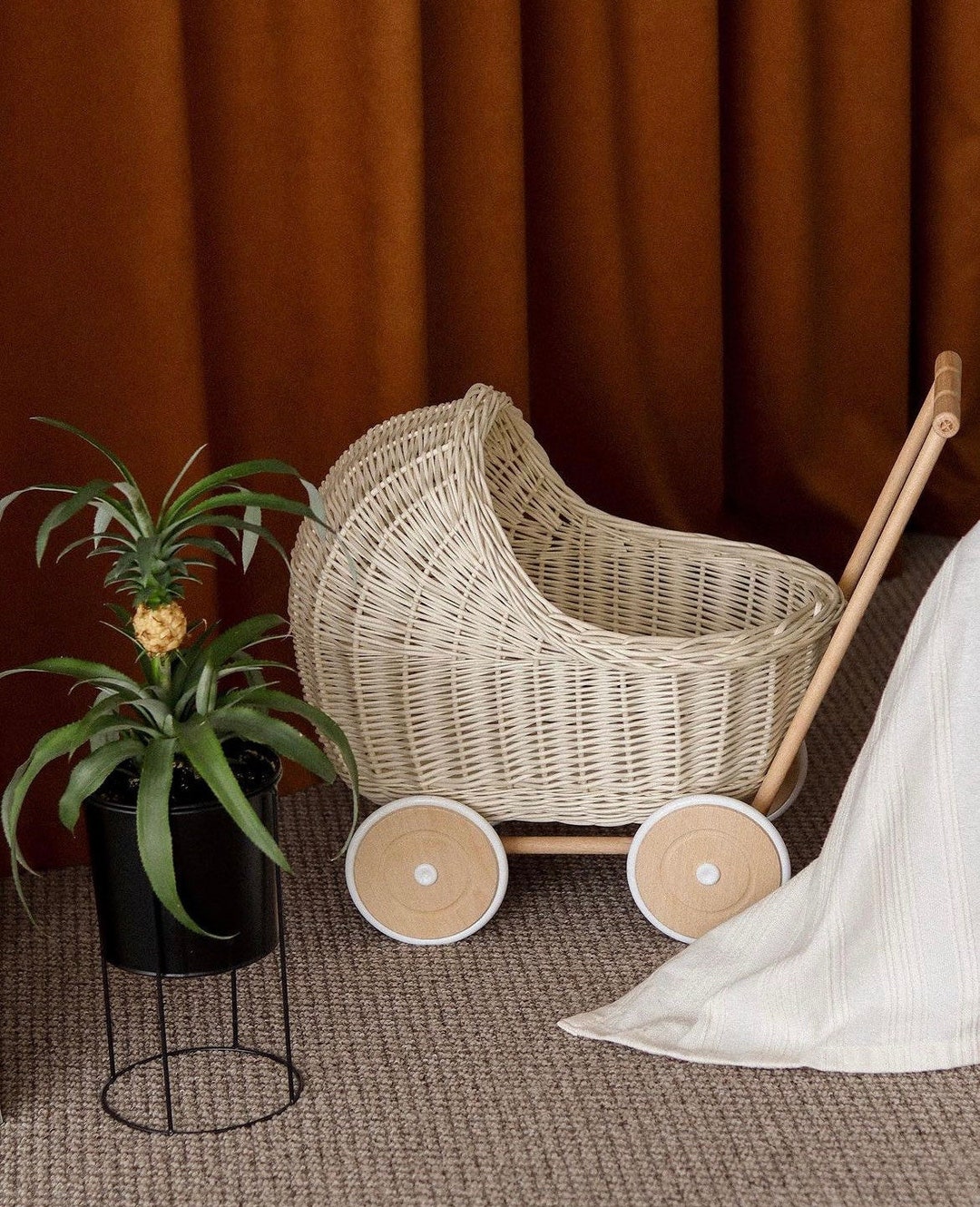 White Natural Vines Wicker Doll Stroller Wicker Doll Pram Doll Pram ...