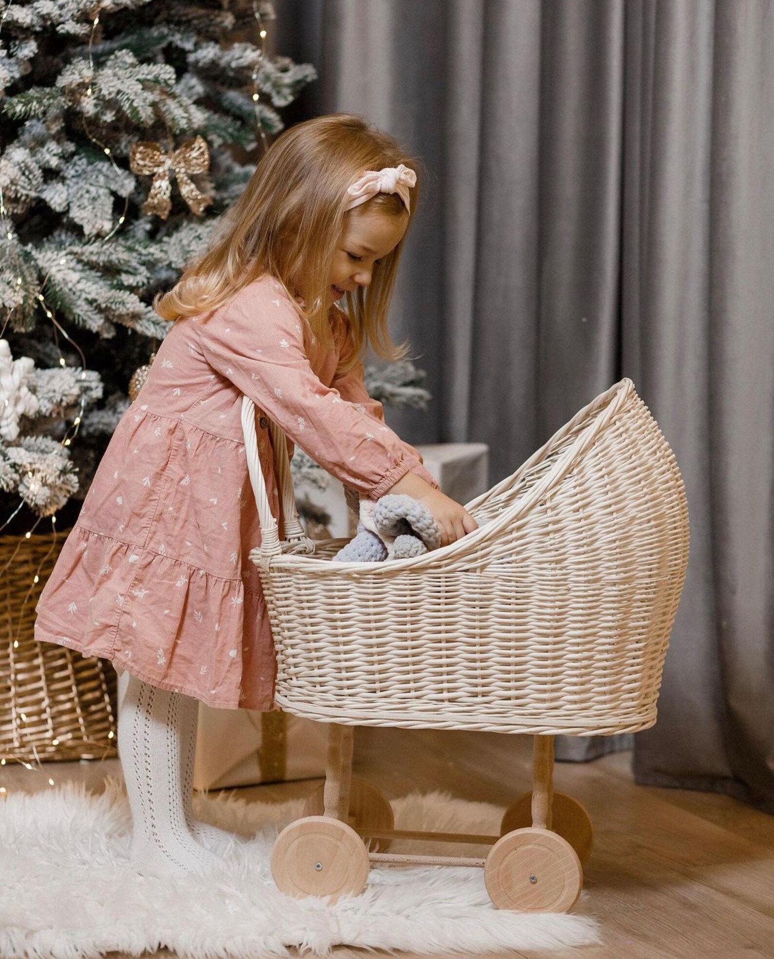 White Wicker Doll Stroller Wicker Doll Pram Doll Pram Wicker Baby ...