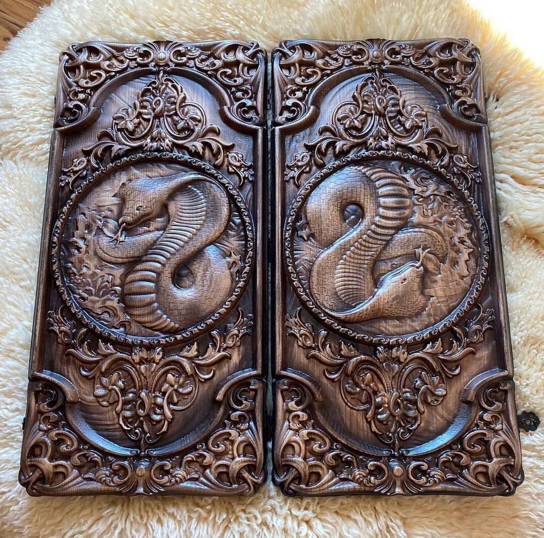 Handmade Wooden Backgammon Set With Chess Pieces, Custom Engraving ...