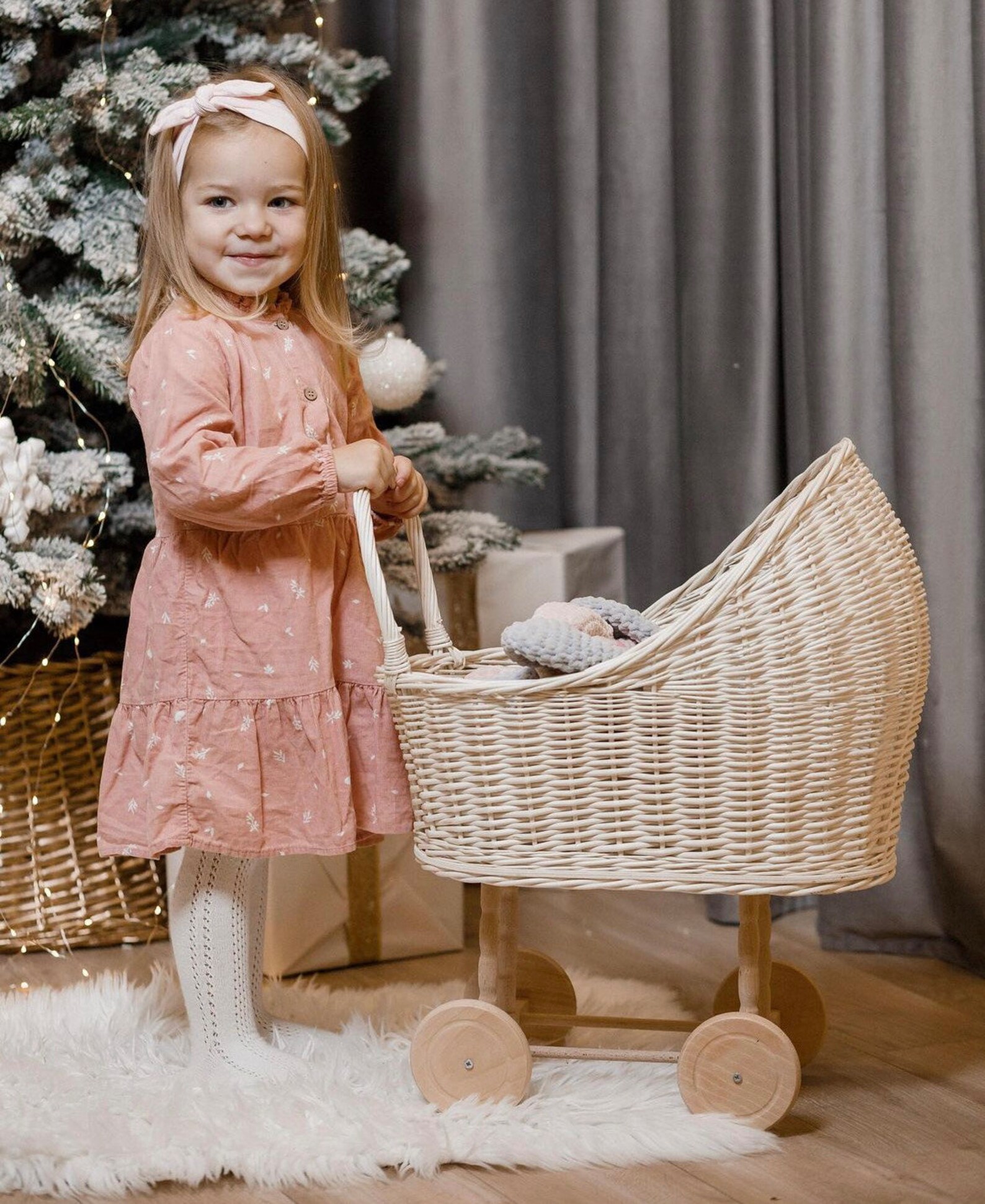 White Wicker Doll Stroller Wicker Doll Pram Doll Pram Wicker Baby ...