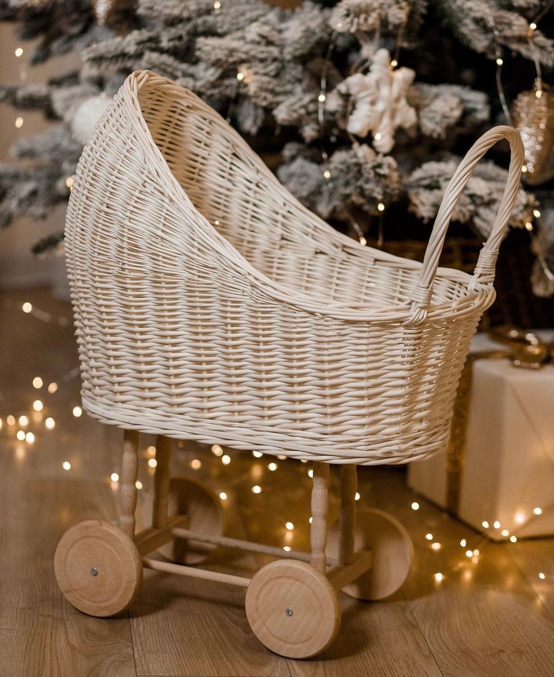 White Wicker Doll Stroller Wicker Doll Pram Doll Pram Wicker Baby ...