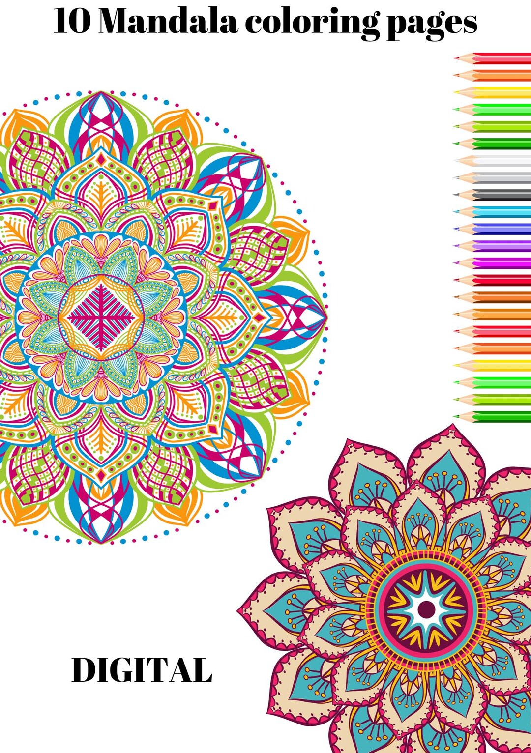10 Mandala Coloring Pages - Etsy