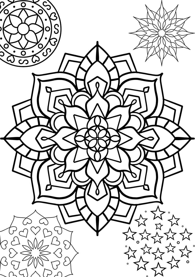 10 Mandala Coloring Pages - Etsy