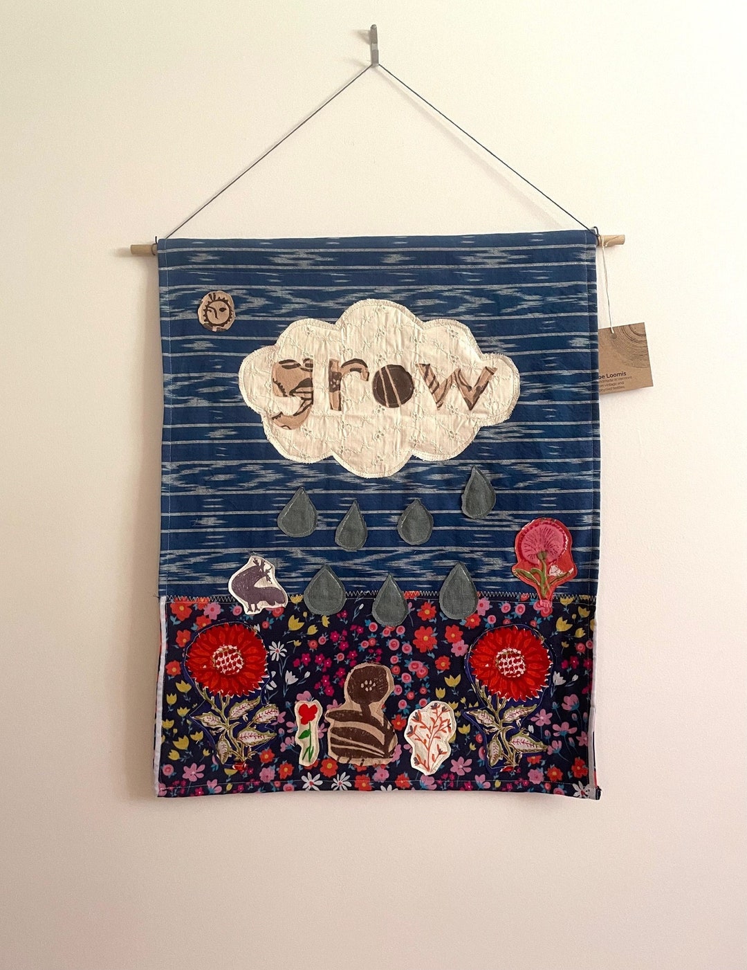 Hand Sewn Wall Hanging Patchwork / Contemporary Textile Art / Fabric ...