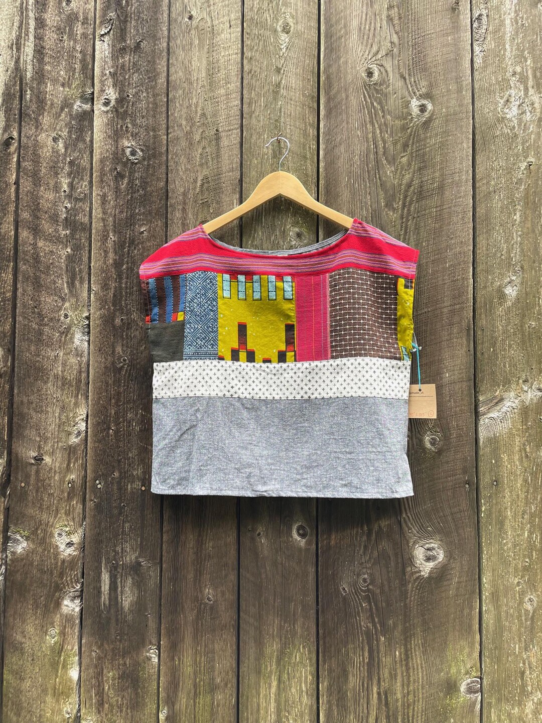 The LINEN PATCHWORK CROP Made of Upcycled and Vintage Fabric Scraps One ...