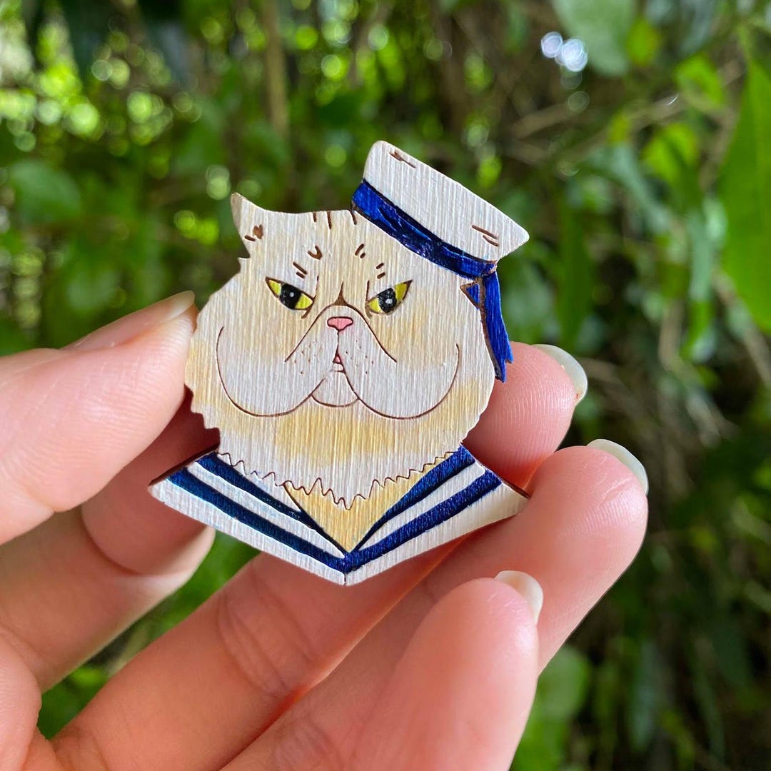Persian Cat Pin Fluffy White Cat Jewellery - Etsy