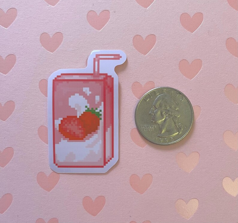 Pixel Milk Box Stickers | Strawberry, Banana, Melon, Taro - Etsy